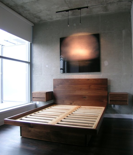 custom- platform bed with drawers and sidetables