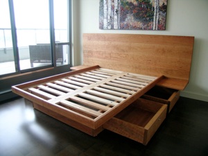 custom- platform bed with sidetables